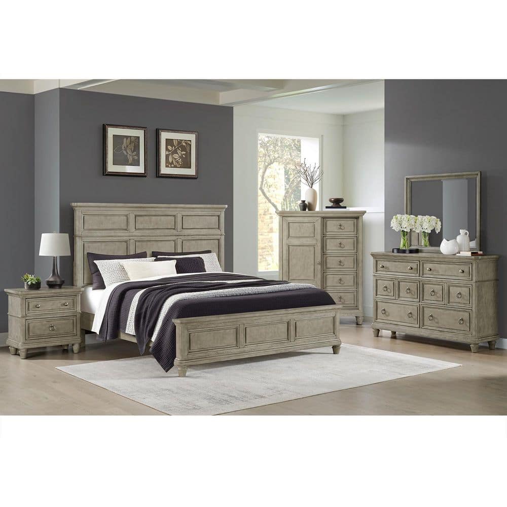 Picket House Furnishings Emiko Light Grey 5-Drawer Door 46 in. Chest of ...
