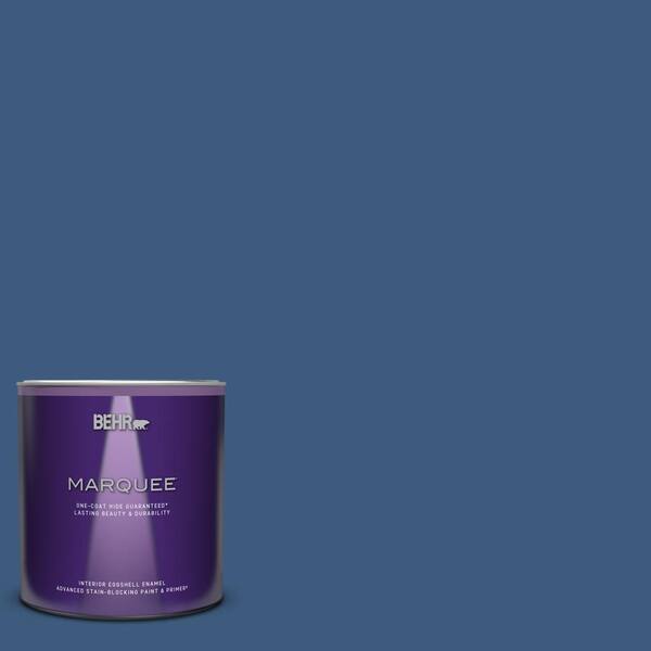BEHR MARQUEE 1 qt. #M520-7 Admiral Blue One-Coat Hide Eggshell Enamel ...