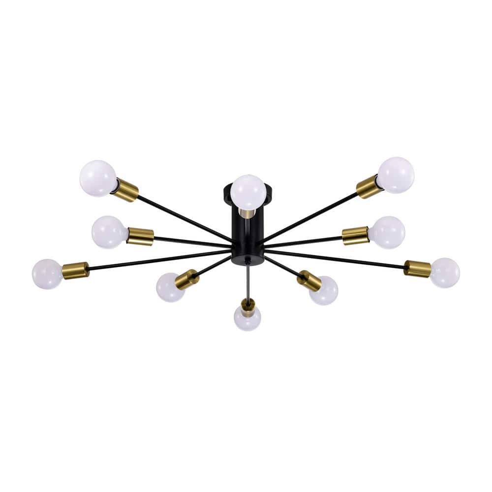 Warehouse of Tiffany Pimlin 38 in. 10-Light Indoor Matte Black and ...