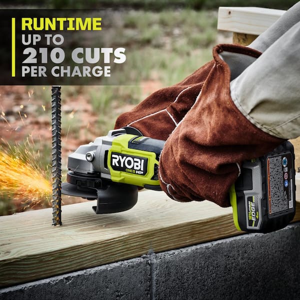 RYOBI ONE+ HP 18V Brushless Cordless Angle Grinder Kit with 4.0 Ah HIGH ...