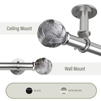 Rod Desyne Twine 160 in. - 240 in. 1 in. Double Curtain Rod in Satin ...