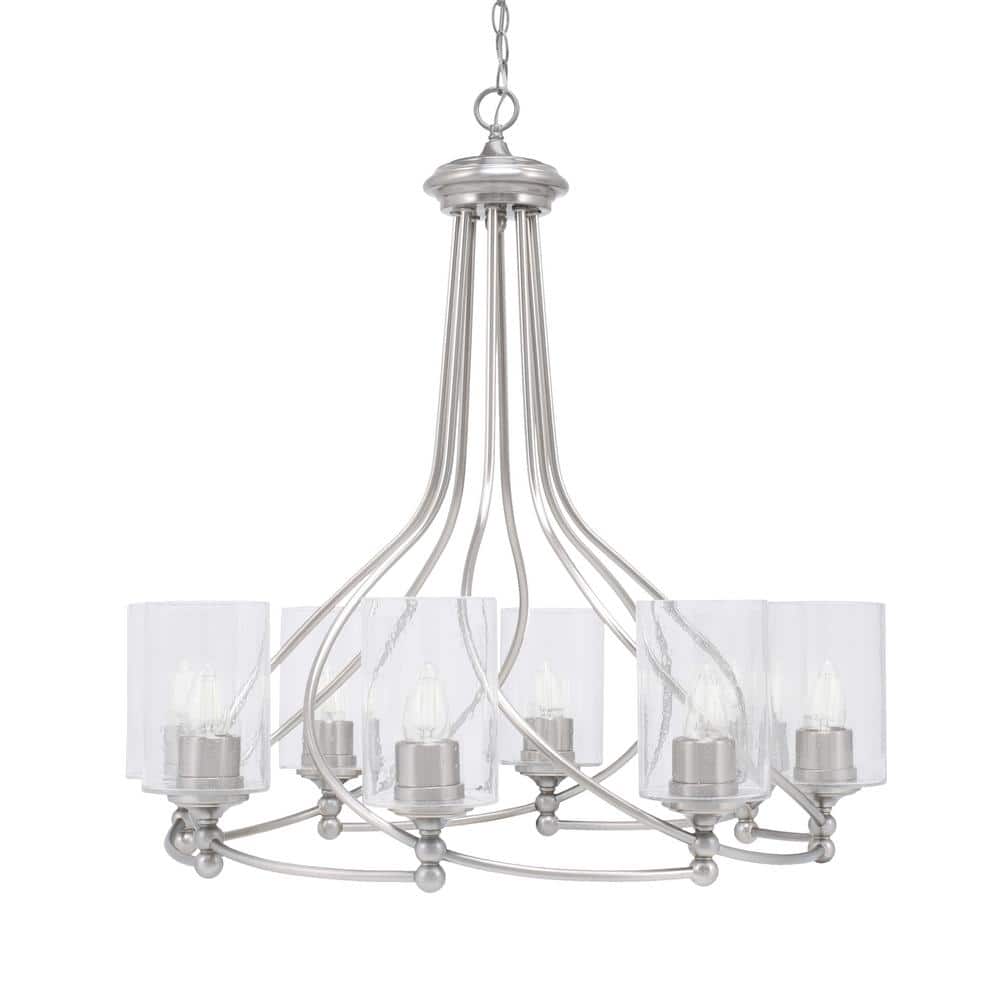 Royale 8-Light Brushed Nickel Chandelier, Round Chandelier with 4 in ...