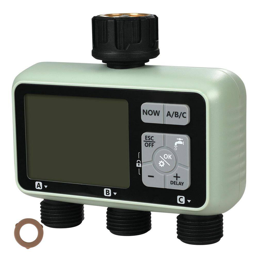 SKYSHALO Water Timer 3-Outlets, Hose Watering Sprinkler Timer, with 3 ...