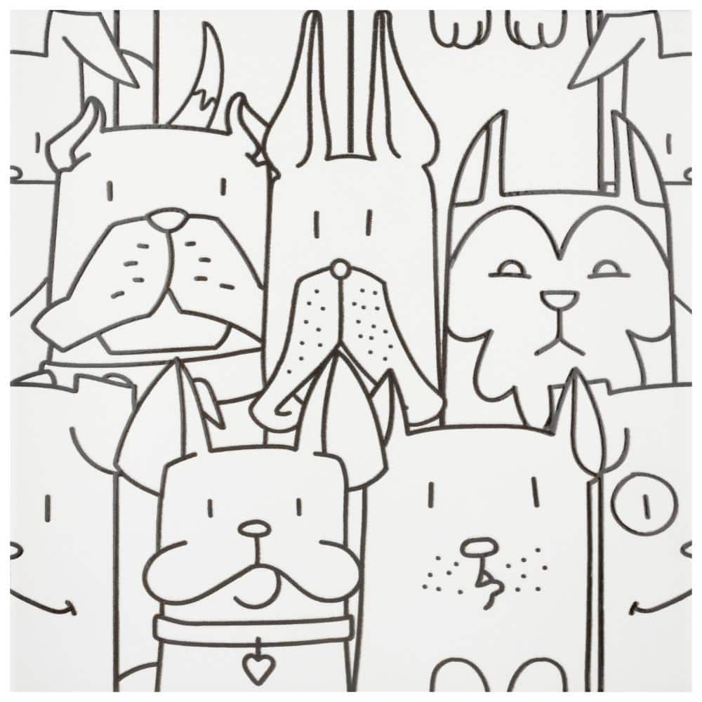 Merola Tile Oh My Dog 5 in. x 5 in. Porcelain Floor and Wall Take Home ...