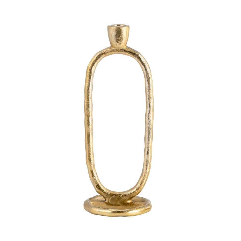 Liv & Skye Gold 10 in. Metal Open Oval Taper Candle Holder 18185-08 ...