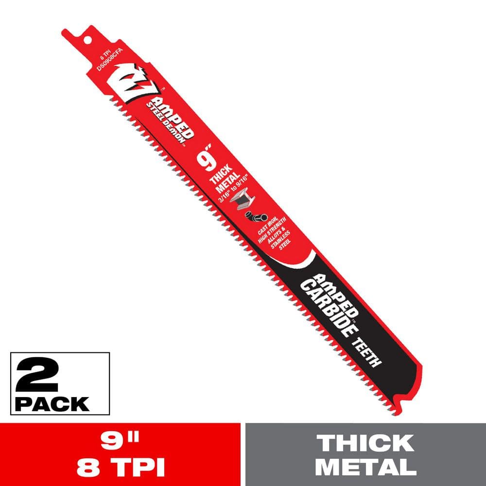 DIABLO 9 in. 8 TPI Steel Demon AMPED Carbide Reciprocating Saw Blade ...