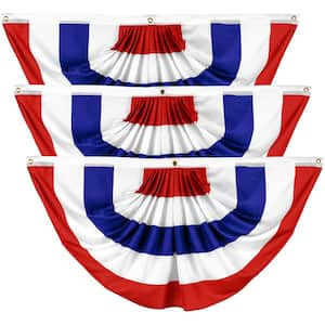 G128 2 ft. x 4 ft. Embroidered Polyester USA Pleated Fan Flag Bunting ...