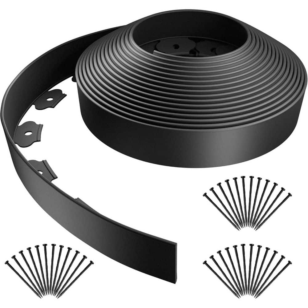 Phewnyzo 40 ft. Black Plastic Garden Edging with 36 Stakes, 2 in ...