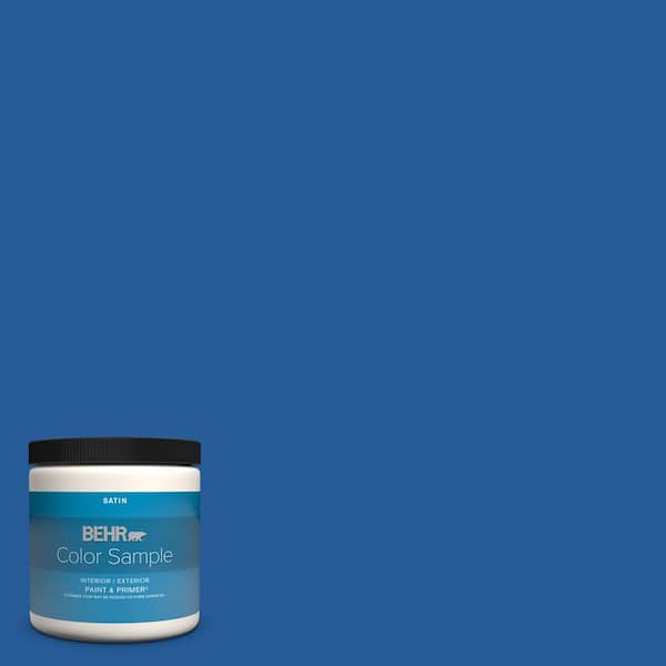 BEHR PREMIUM PLUS 8 oz. #P510-7 Beacon Blue Satin Enamel Interior ...
