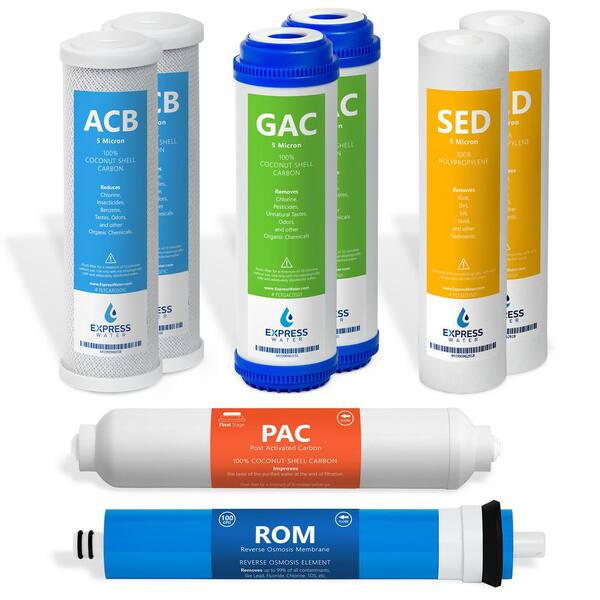 Express Water 1 Year Reverse Osmosis System Replacement Filter Set - 8 ...