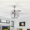 Keazile 52 in. indoor Chrome Crystal Ceiling Fan with Light Kit and ...
