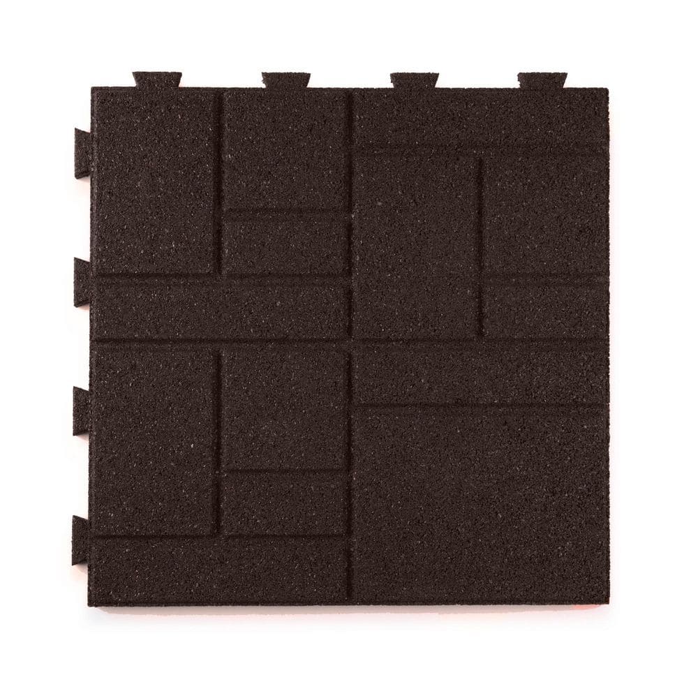 Vigoro 16 in. x 16 in. x 5/8 in. Brown Square Scape SmartLoc Rubber ...