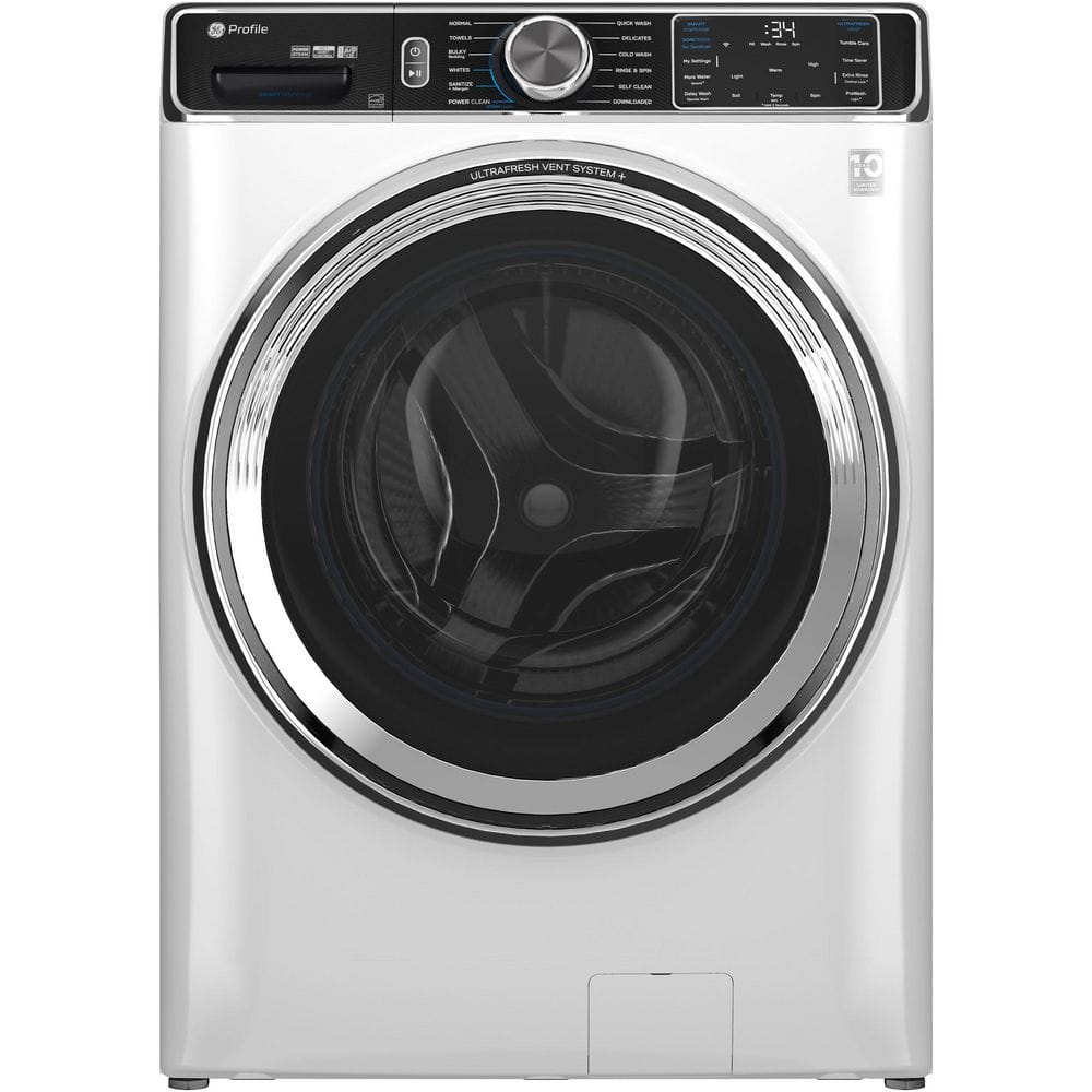 GE Profile 5.3 cu. Ft. Smart Front Load Washer White w/OdorBlock ...