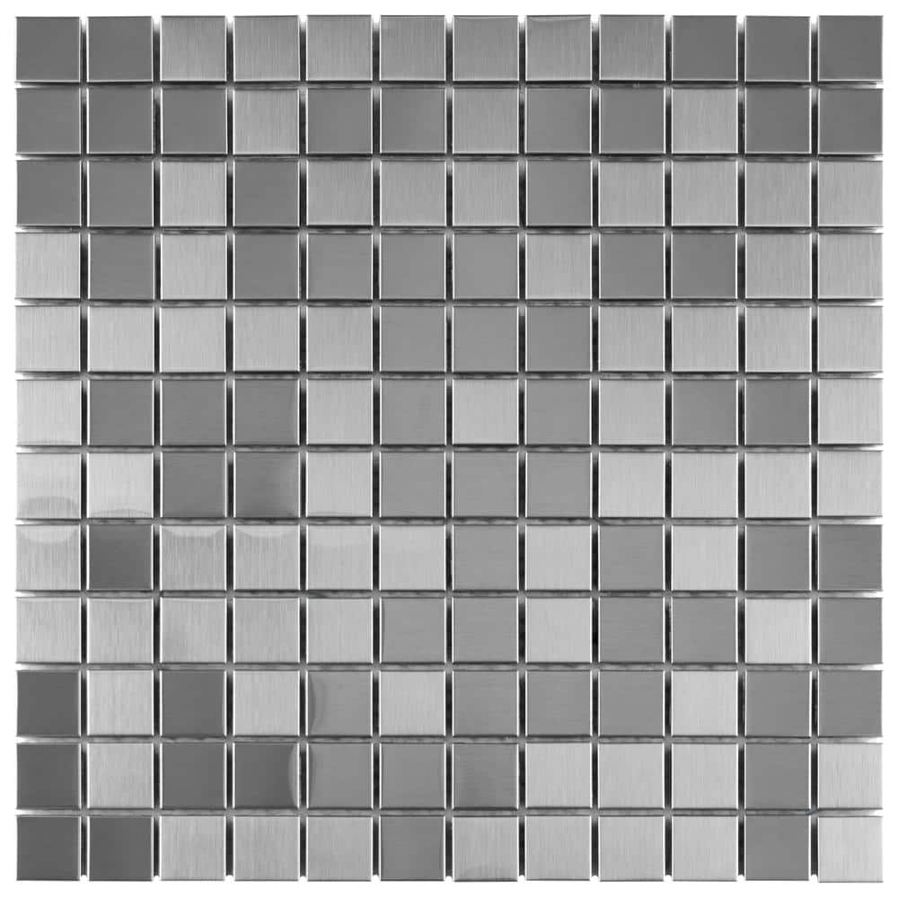 Merola Tile Alloy Square Stainless Steel 6 in. x 6 in. Metal Mosaic ...