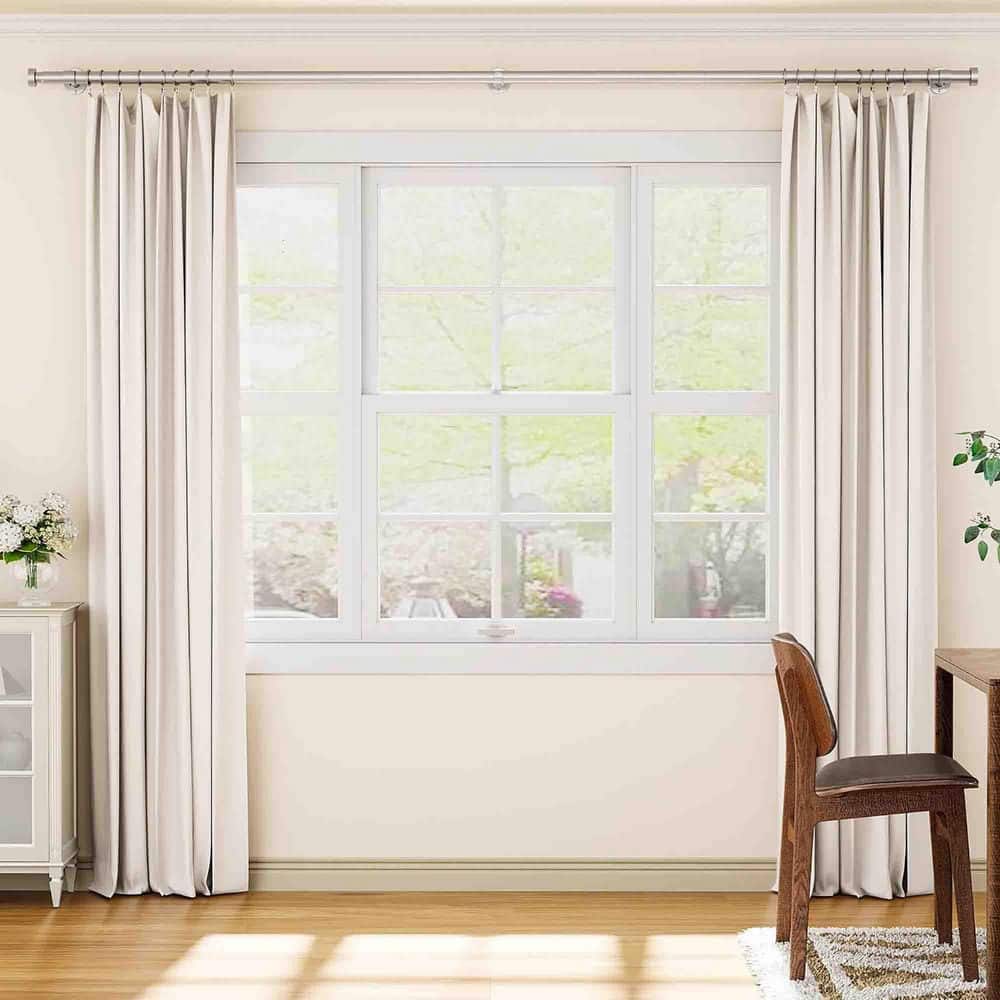 ZESTLIBI 32 in. - 150 in. Adjustable 1 in Single Curtain Rod in Silver ...