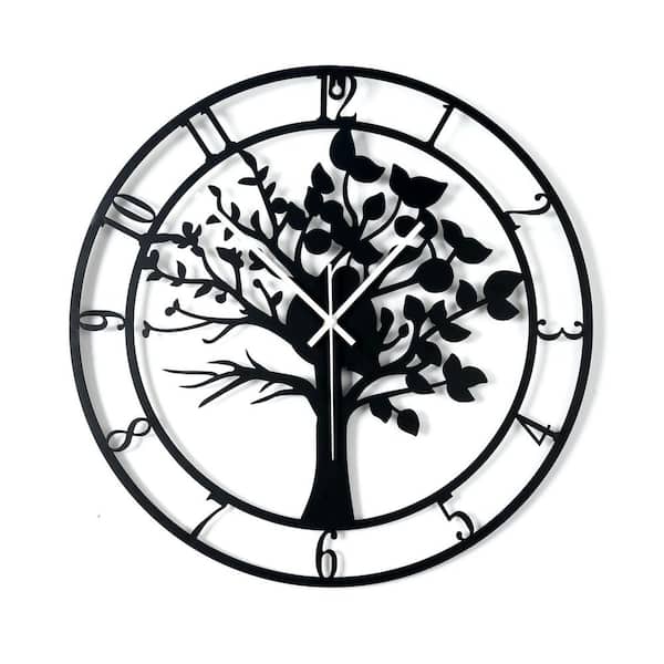 20 in x 20 in Black Large Round Wall Clock Decor Modern Battery ...