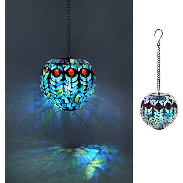 MUMTOP Mosaic Hanging Solar Glass Lights Lantern Outdoor - Gazing ball ...