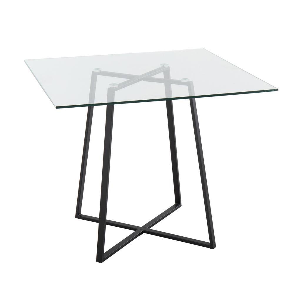 Lumisource Cosmo 36 in. Square Black Metal and Clear Glass Dining Table ...