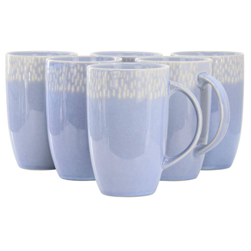 Meritage Jasper 6 Piece 22 Ounce Stoneware Tall Latte Cup in Blue ...