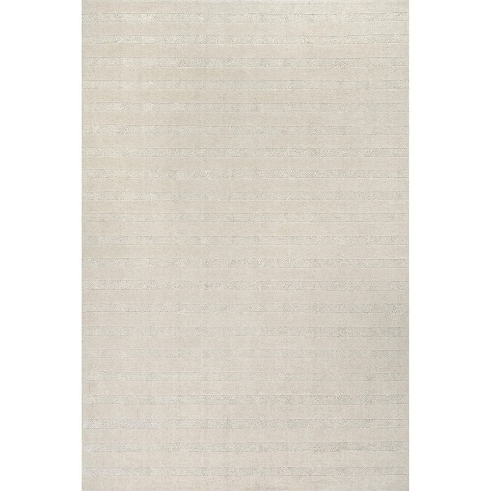 RUGS USA Vestry Striped Wool Ivory 8 ft. x 10 ft. Indoor/Outdoor Patio ...