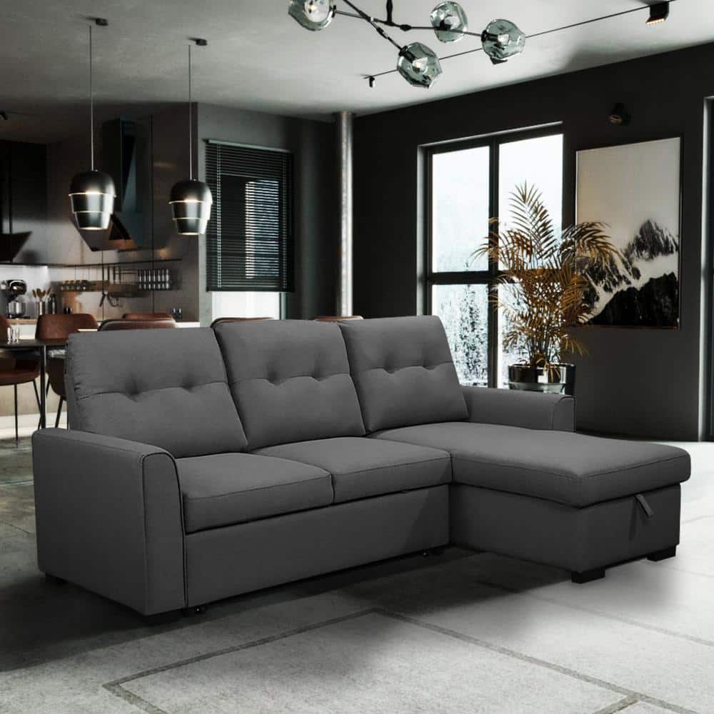 PRIMO INTERNATIONAL Iriving 89 in. Dark Grey 2-piece L Shaped Sectional ...
