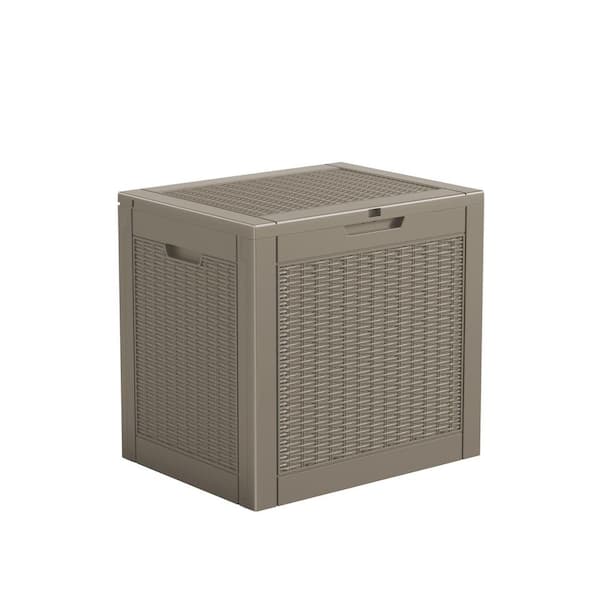 LuckByte 30 Gal. Resin Deck Box Outdoor Storage Box with high ...