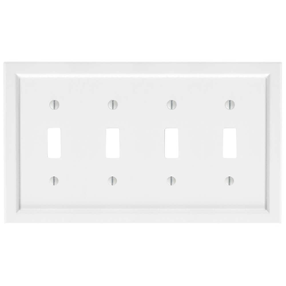 AMERELLE Shaker 4-Gang White Toggle BMC Wood Wall Plate 210T4W - The ...