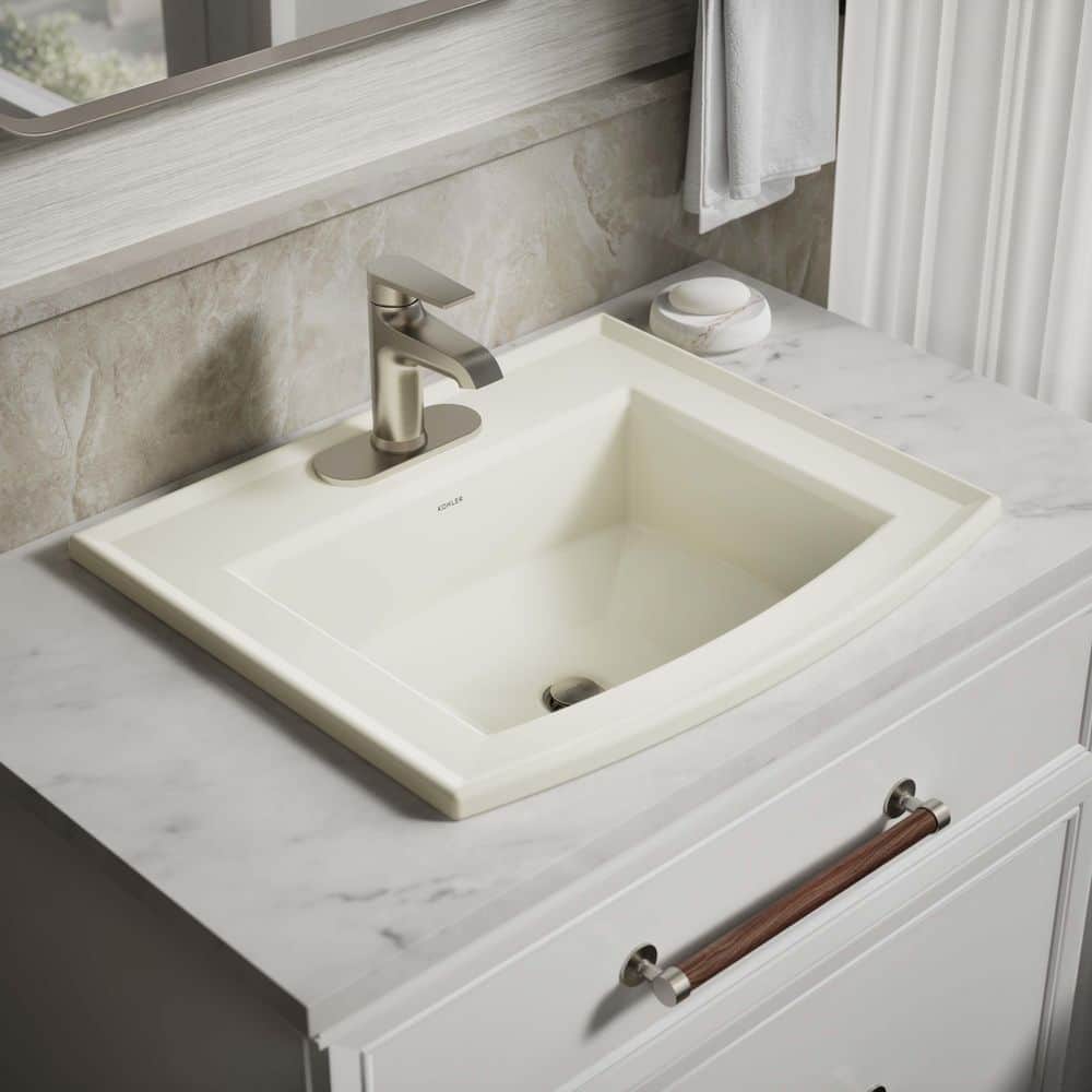 KOHLER Archer 22.6 in. x 19.44 in. Drop-In Bathroom Sink in Biscuit ...