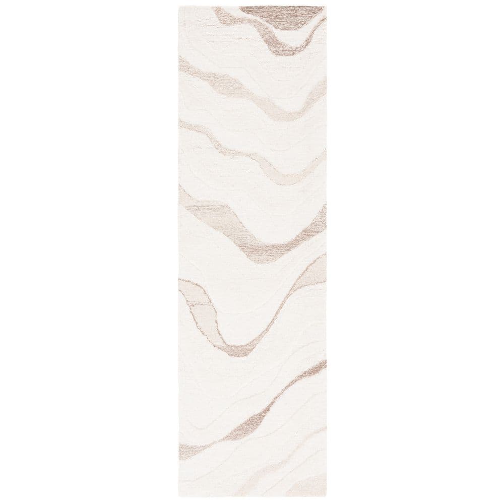 SAFAVIEH Fifth Avenue 2 ft. x 8 ft. Ivory/Beige Wavy Abstract Runner ...