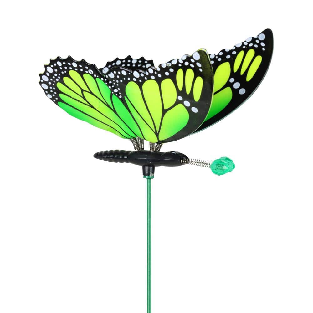Exhart WindyWing Butterfly Ombre 1.31 ft. Green Plastic Garden Stake ...