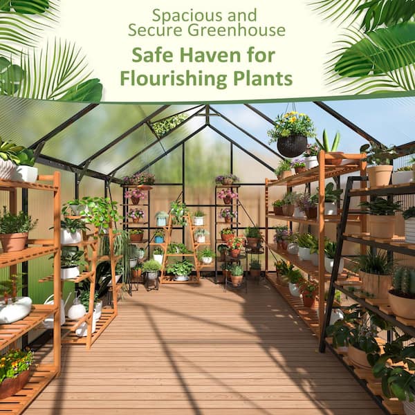 AirWire 8 ft. W x 10 ft. D Black polycarbonate Greenhouse with roof ...