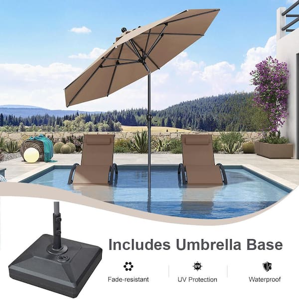 PURPLE LEAF 9 ft. Octagon Aluminum Auto-Tilt Outdoor Market Patio ...