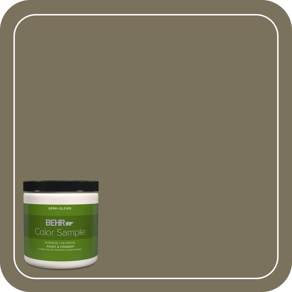 BEHR PREMIUM PLUS 8 oz. #380F-7 Crocodile Semi-Gloss Interior/Exterior ...