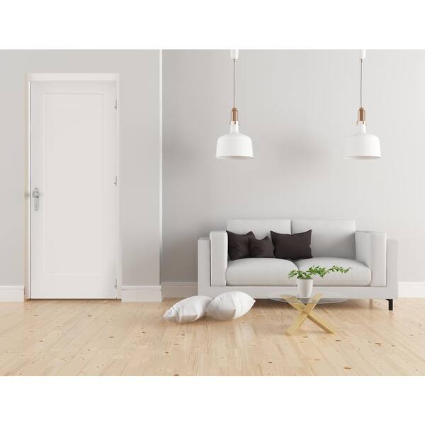 HOMESTEAD Shaker 28 in. x 80 in. 1 Panel Solid Core White Primed Pine ...