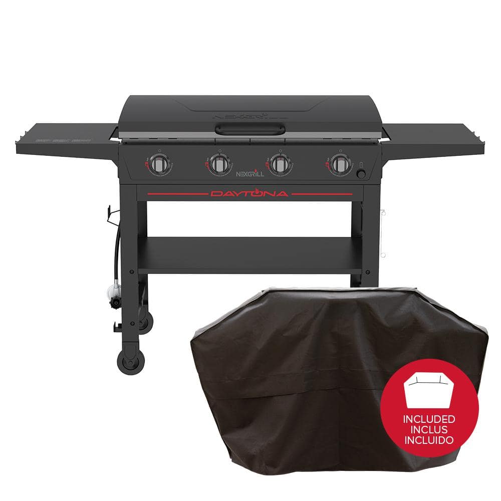 Nexgrill Daytona 4-Burner Propane Gas Grill 36 in. Flat Top Griddle ...