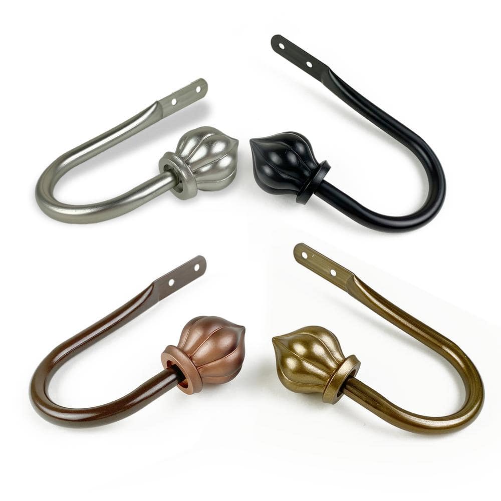 EMOH Pierson Cocoa Steel Hook Curtain Holdback (Set of 2) H5716-037 ...