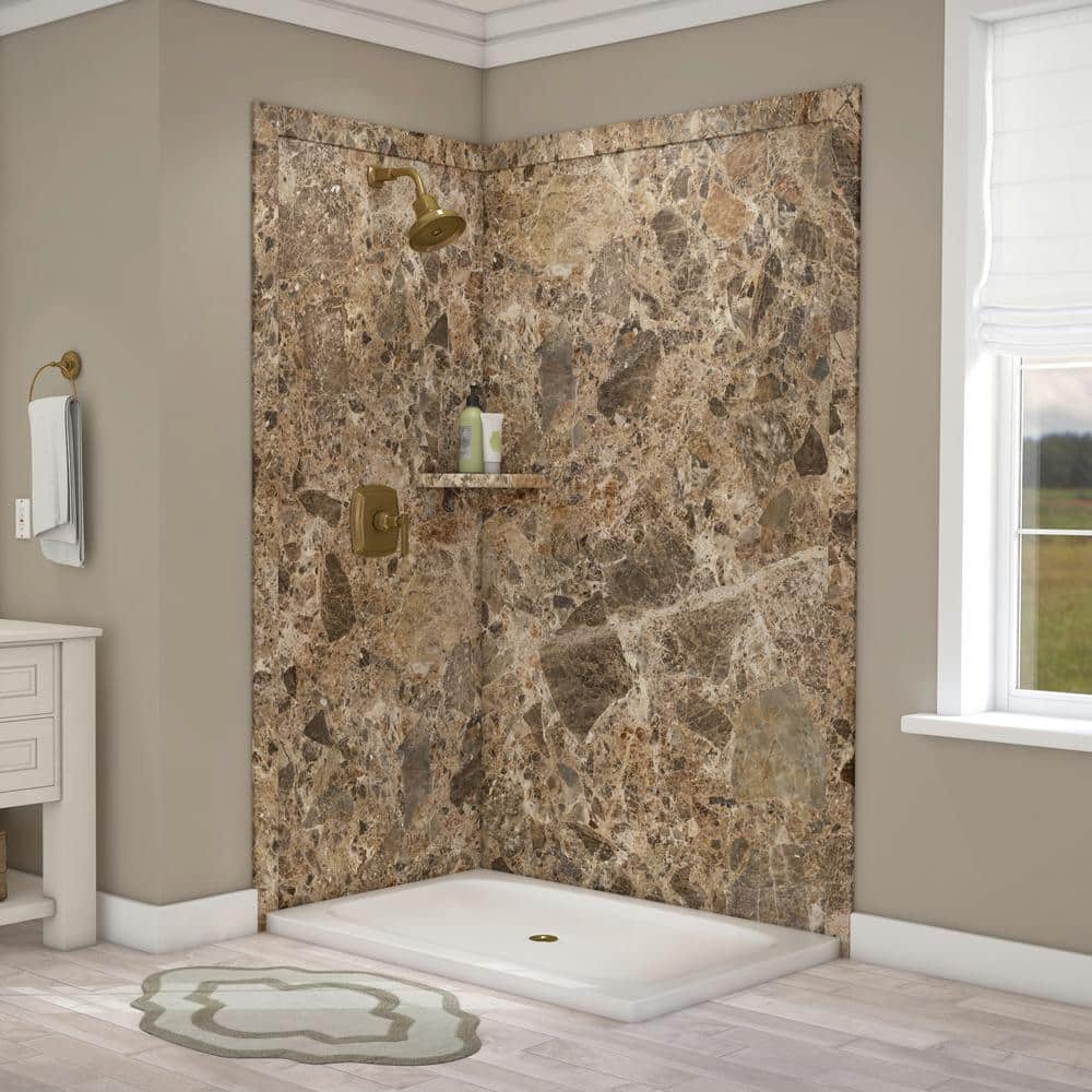 FlexStone Elegance 36 in. x 48 in. x 80 in. 7-Piece Easy Up Adhesive ...