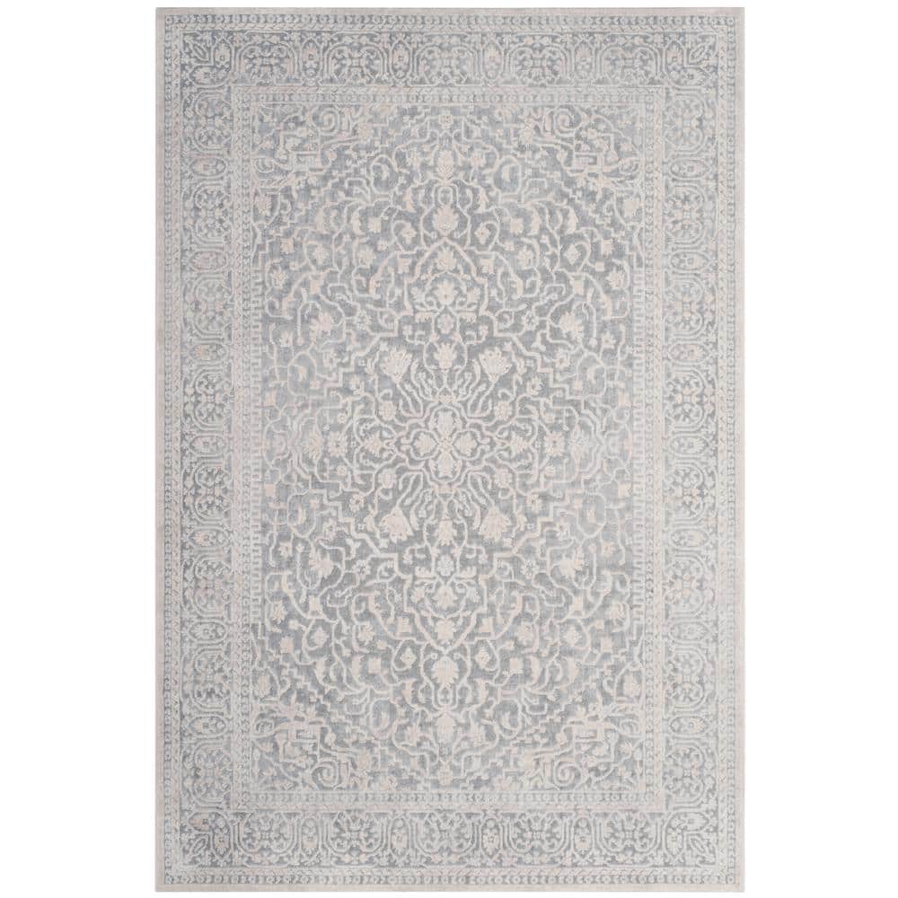 SAFAVIEH Reflection Light Gray/Cream 5 ft. x 8 ft. Distressed Floral ...
