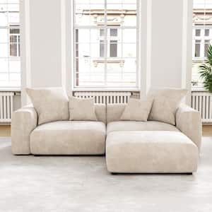 Magic Home Modern 142 in. Square Arm Corduroy Modular Oversized Floor ...