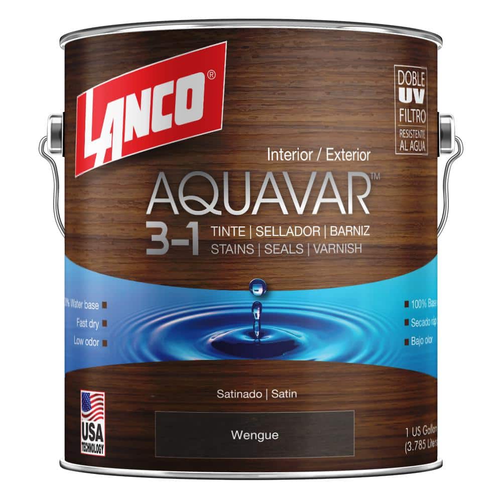 Aquavar 1 gal. Wengue Satin Water-Based Interior/Exterior Varnish ...