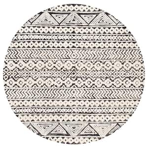 SAFAVIEH Abstract Ivory/Gray 4 ft. x 4 ft. Geometric Striped Round Area ...
