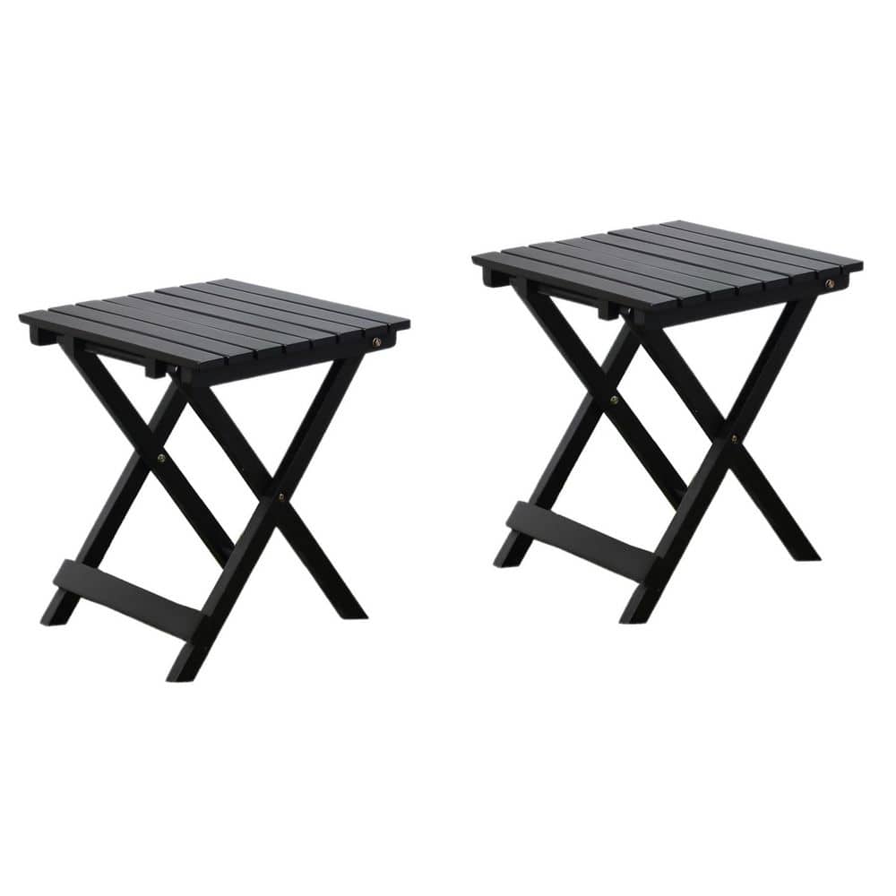 Hngilkoo Outdoor Patio Side Table Set of 2 Small Wood End Square ...