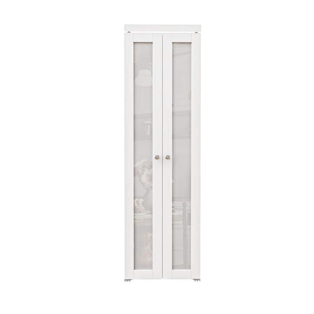 ARK DESIGN 24 in. x 80 in. 1-Lite Frosted Glass Solid Core White ...