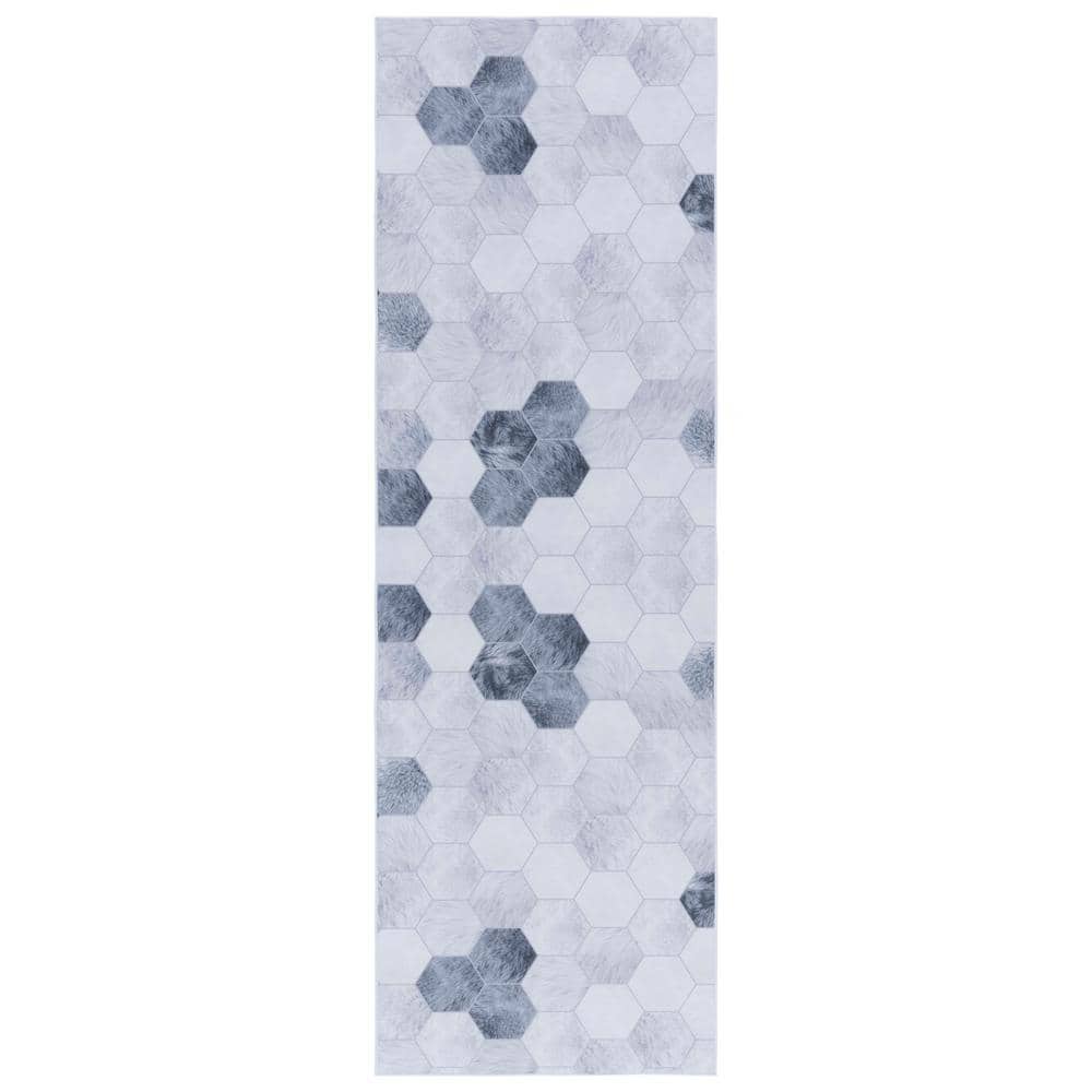 SAFAVIEH Faux Hide Ivory/Gray 3 ft. x 8 ft. Machine Washable Abstract ...