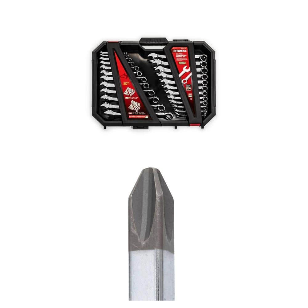 Husky SAE/MM Combination Wrench Set (24-Piece) and Screwdriver Set (15 ...