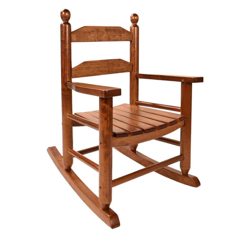 Hngilkoo Brown Wood Outdoor Rocking Chair Comfy Recliner Rocker for ...