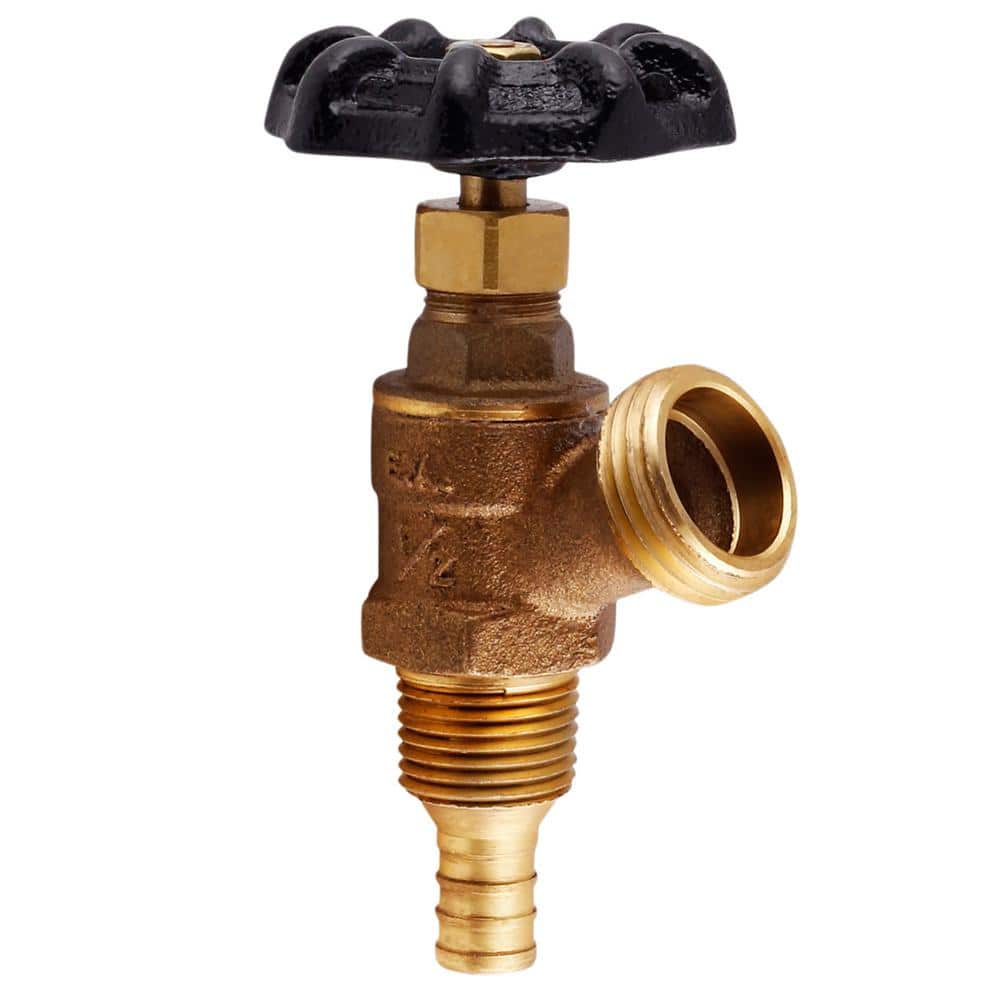 PLUMBFLEX 1/2 in. Brass PEX Crimp Inlet x Male Hose Outlet Boiler Drain ...