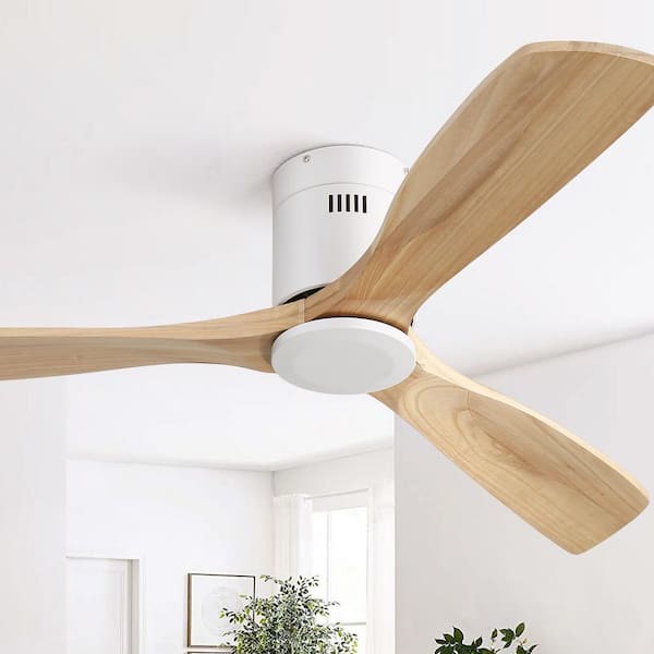 CACI Mall 52 in. Indoor/Outdoor White Flush Mount Standard Ceiling Fan ...