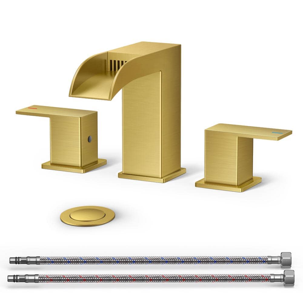 androme 8 in. Waterfall Widespread Double Handle Bathroom Faucet in ...