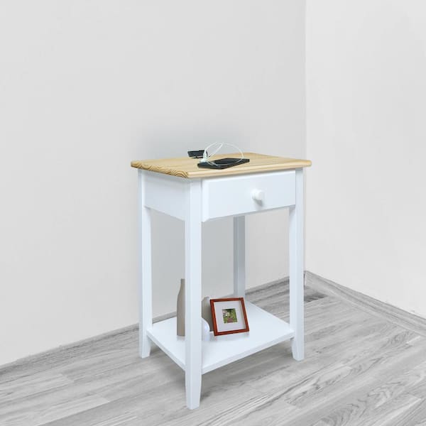 Night owl white nightstand with usb port store